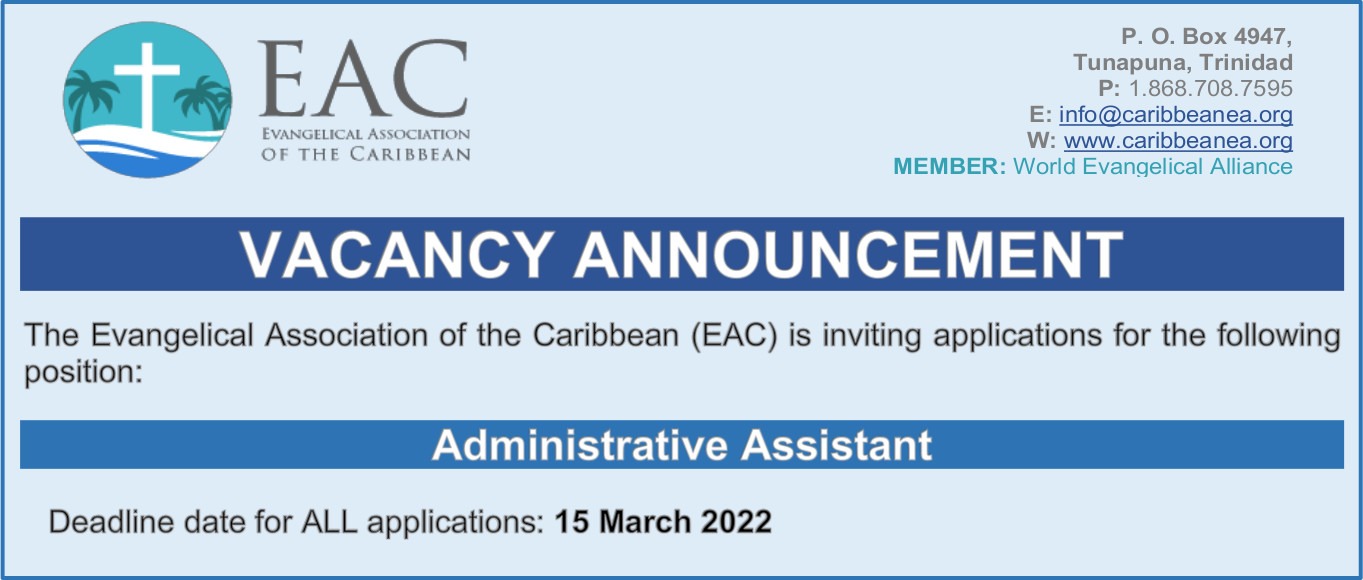 Administrative Assistant - Evangelical Association of the Caribbean